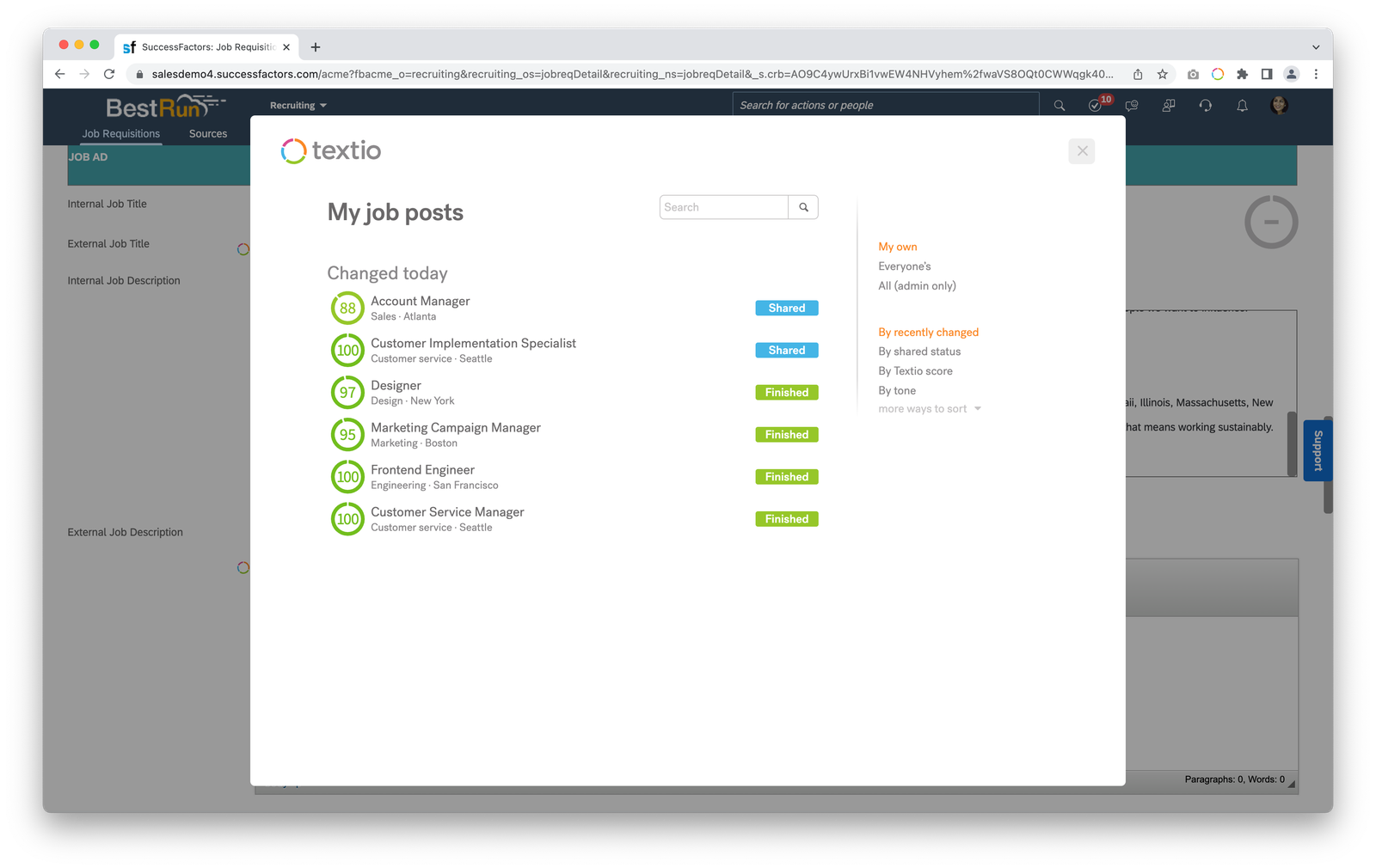Integrating into SuccessFactors - Textio Support Center