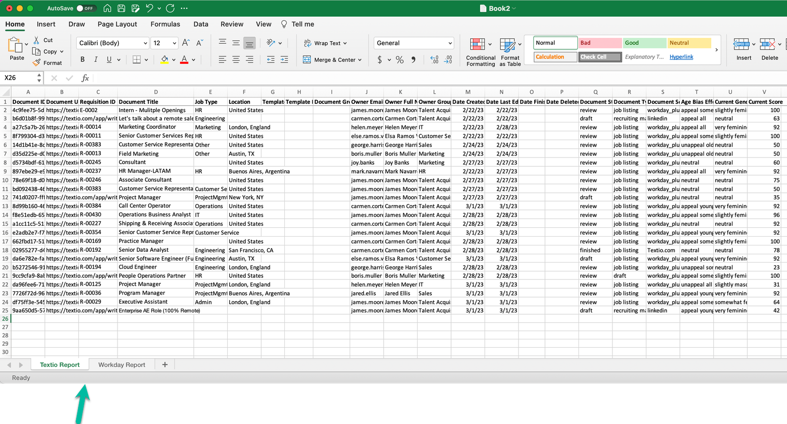 Using Workday ReqID in Textio Document Activity report - Textio Support ...