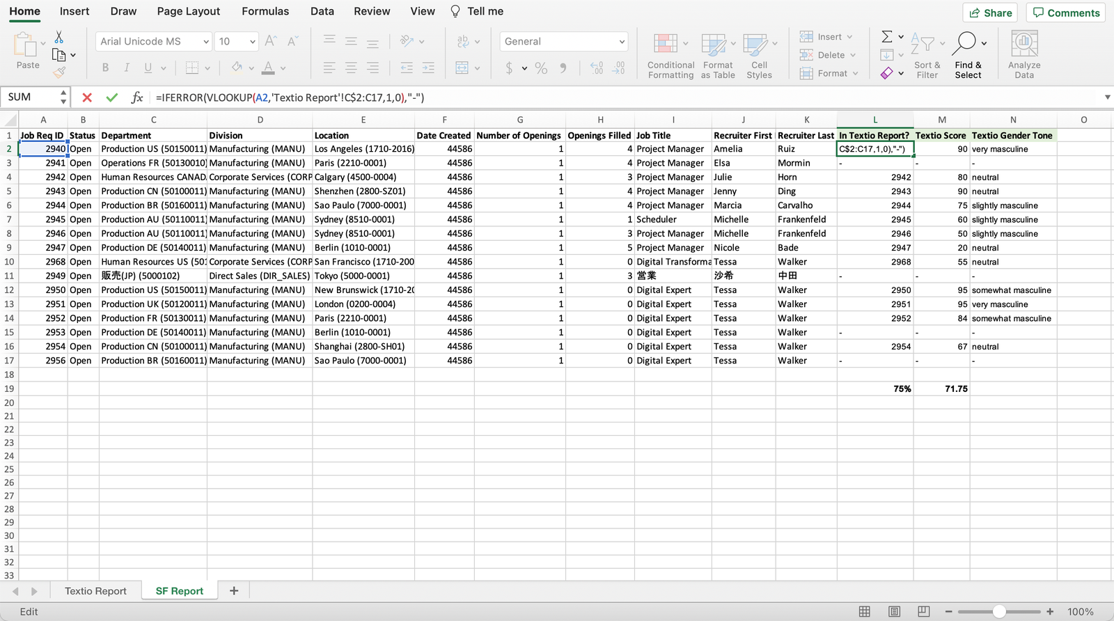 Using SuccessFactors ReqID in Textio Document Activity report - Textio ...
