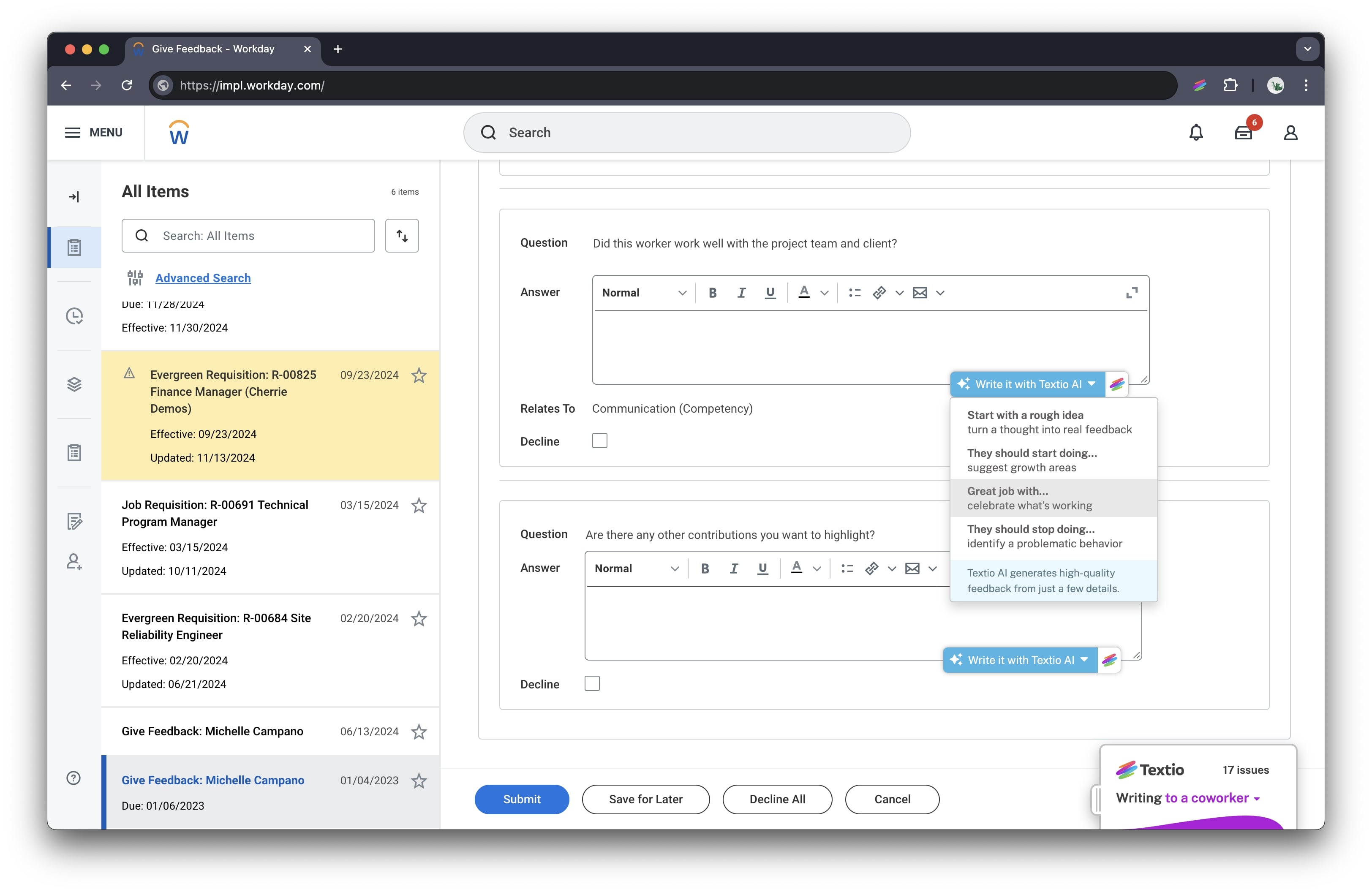 Writing with Textio Feedback - Textio Support Center